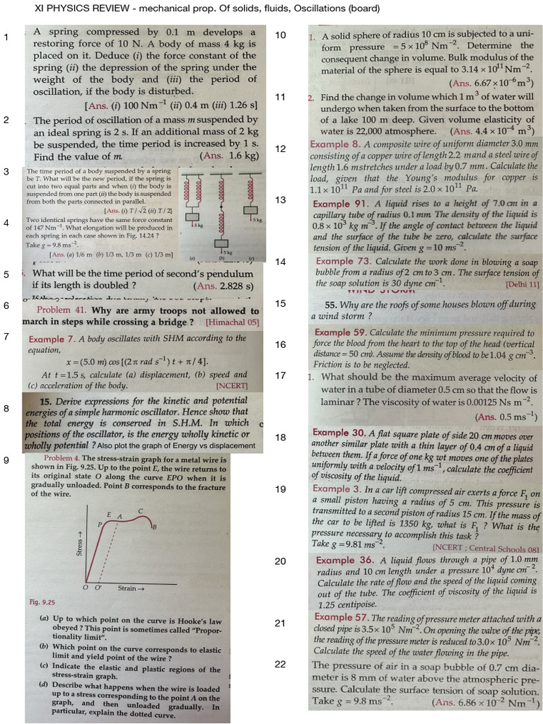 Mechanical Prop. of Solids, Fluids, Oscillations | PDF