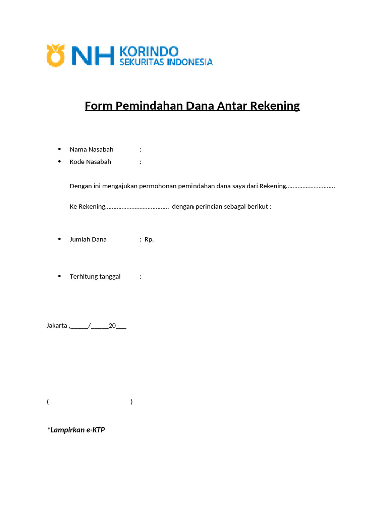 Form Pemindahan Dana Internal New (1) | PDF