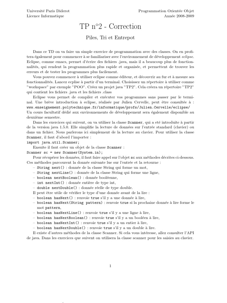 TD2 Correction | PDF | Java (Langage de programmation) | Programmation ...