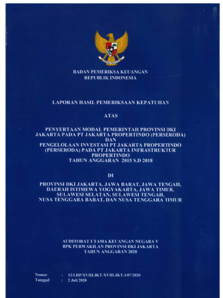 02. LHP BPK No. 12, Tgl 2 Juli 2020_Investasi pada PT JIP | PDF