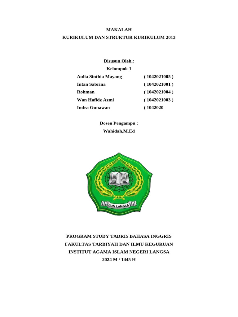 Curriculum and Structure Curriculum 2013 | PDF