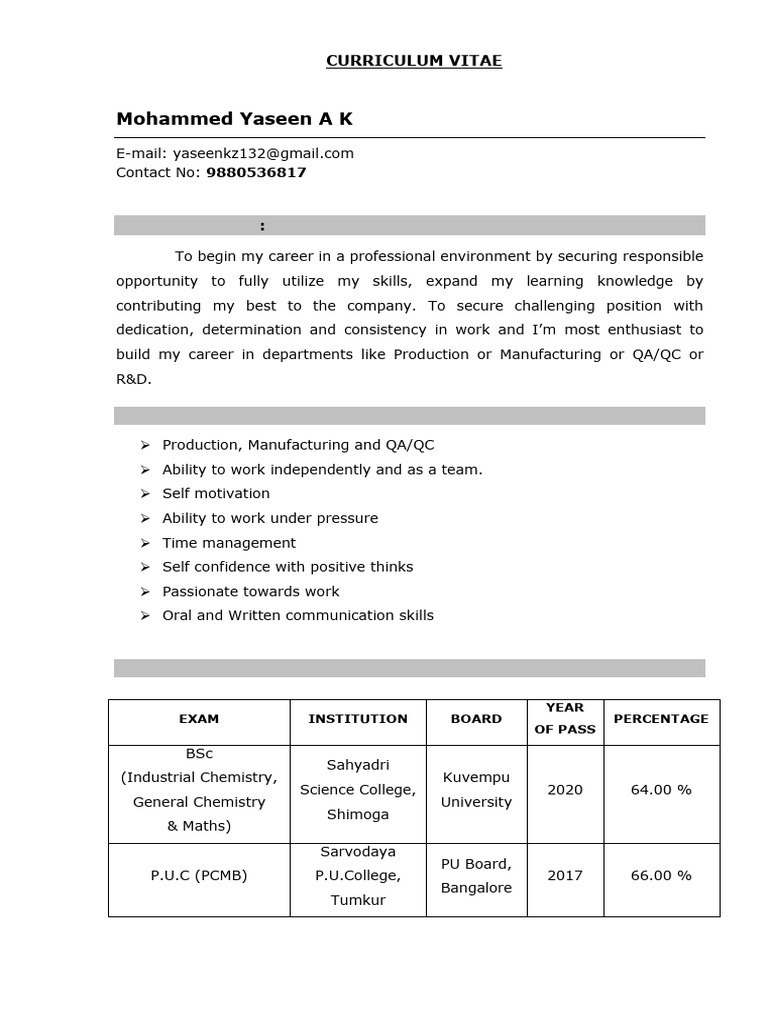 Yaseen CV | PDF