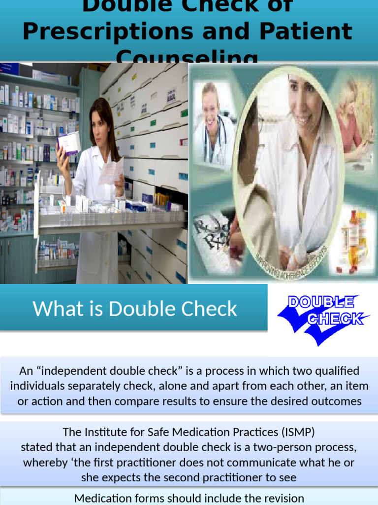 Double Check of Prescriptions and Patient Counselling | PDF | Pharmacy ...