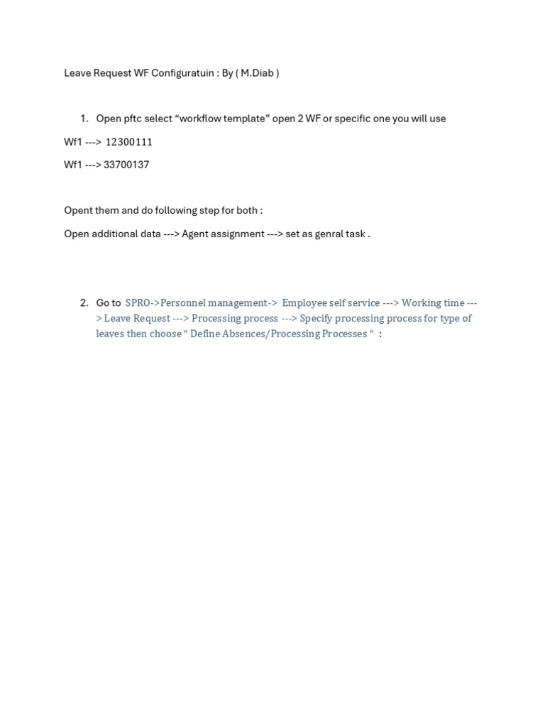 Leave Request Workflow Setup Guide | PDF