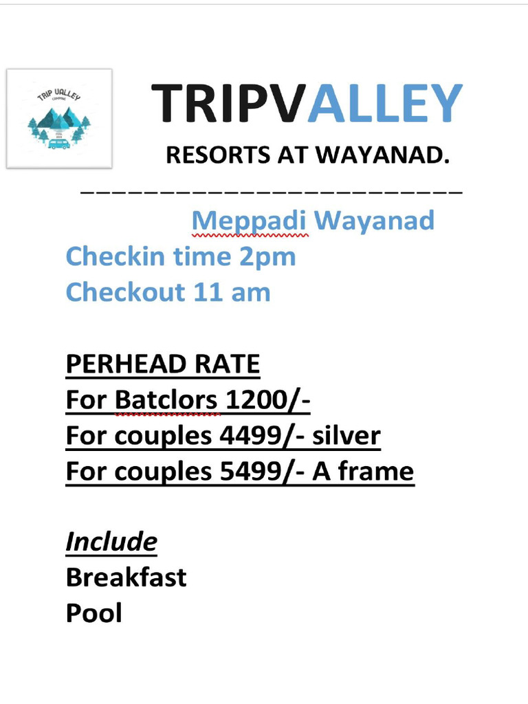 Wild N Meppadi Family Resort Tripvalley | PDF