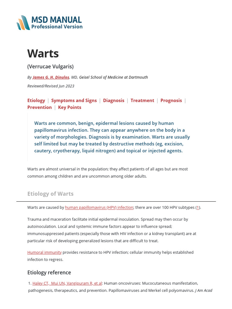 Understanding Warts: Causes and Treatments | PDF | Diseases And ...