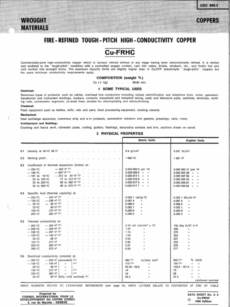 Data Sheet A2 Cu FRHC | PDF