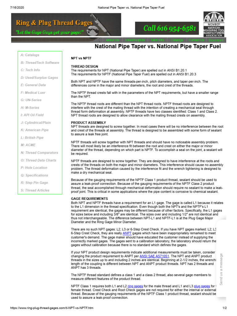 National Pipe Taper vs. National Pipe Taper Fuel | PDF | Metalworking ...