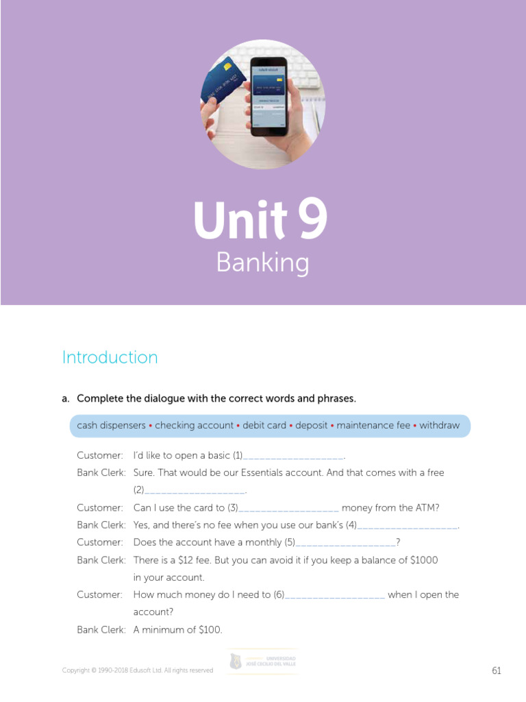 Docuent 09 Workbook Unit 9 Banking | PDF | Transaction Account | Banks