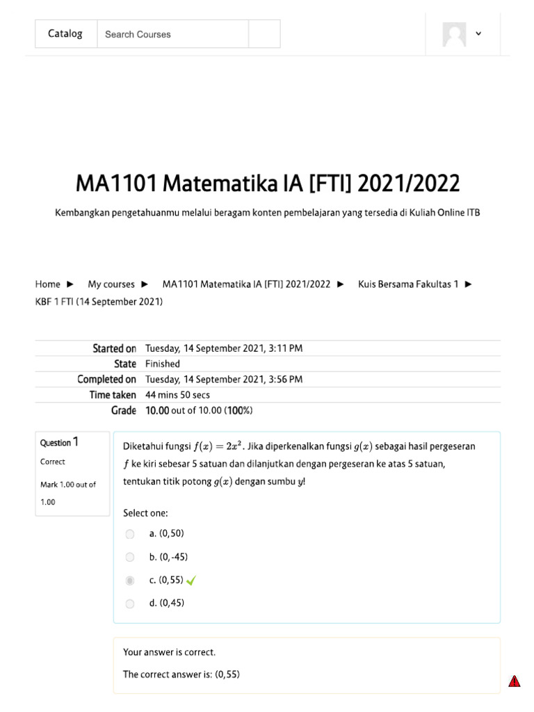 Ma1101 - KBF 1 Fti 2021-2022 | PDF