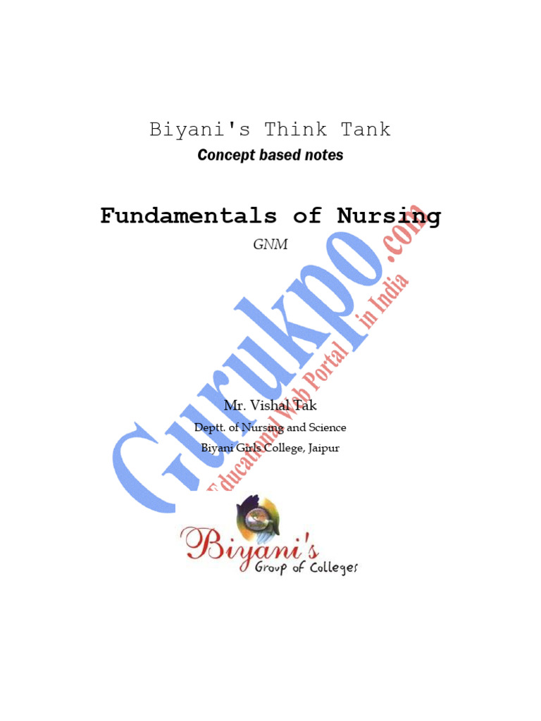 Fundamentals of Nursing (GNM) | PDF | Physical Examination | Cooking