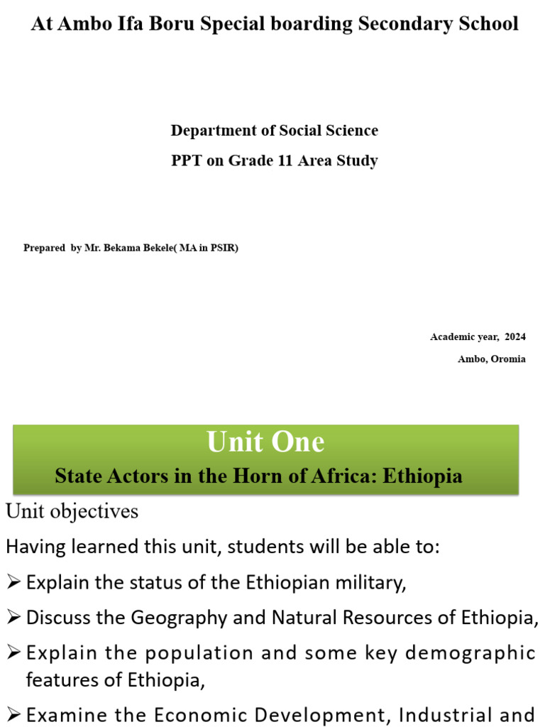 Unit 1 G11 Area Study-1 | PDF | Ethiopia | Leadership