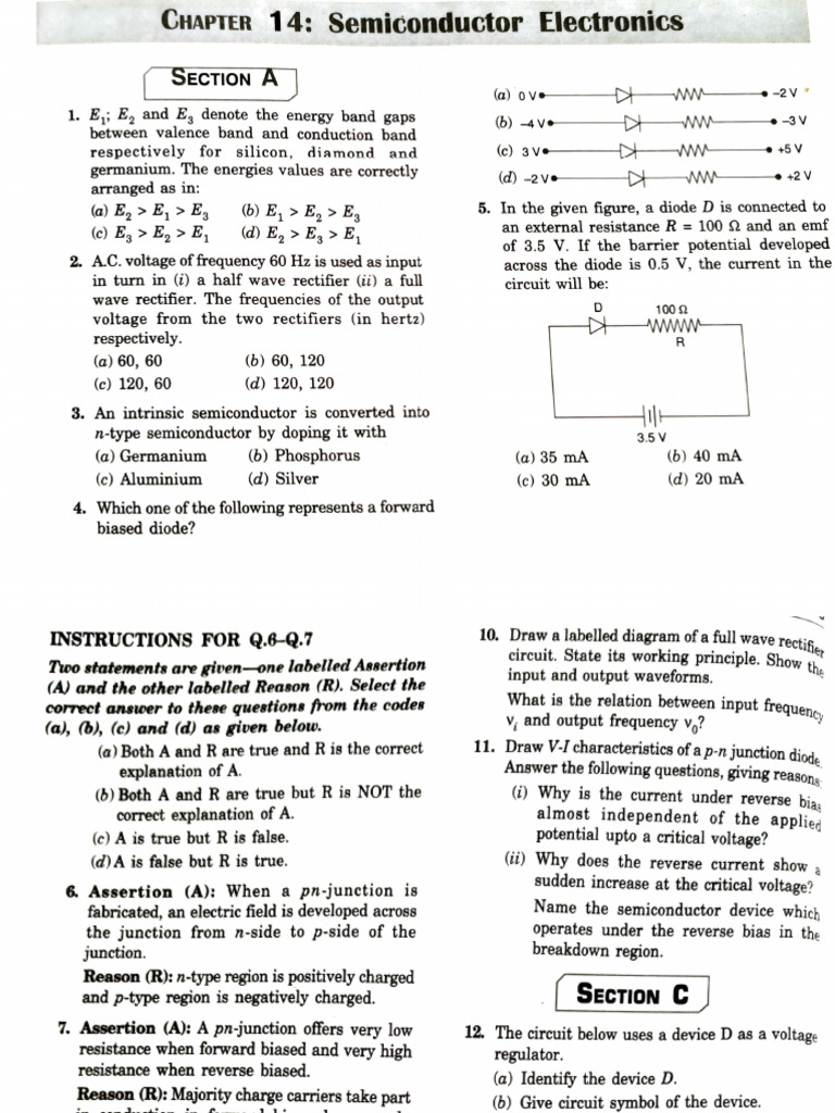 Assignment of Semiconductor For A.i.s.s.c.e-2025 | PDF | P–N Junction | Diode