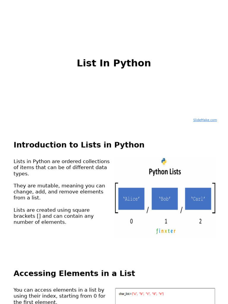 List in Python | PDF