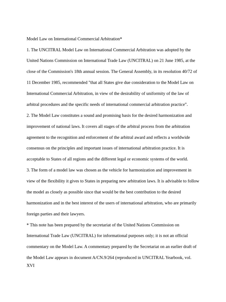 UNCITRAL Model Law Overview | PDF | Arbitration | Arbitral Tribunal