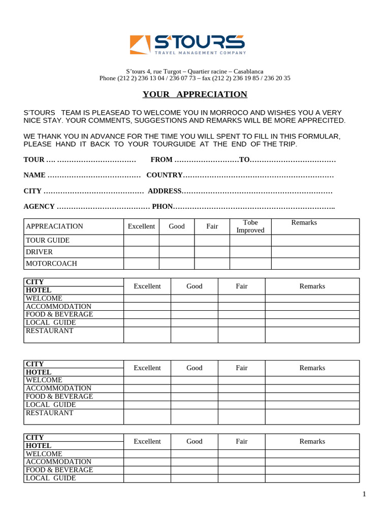 Fiche D'appreciation Anglais | PDF