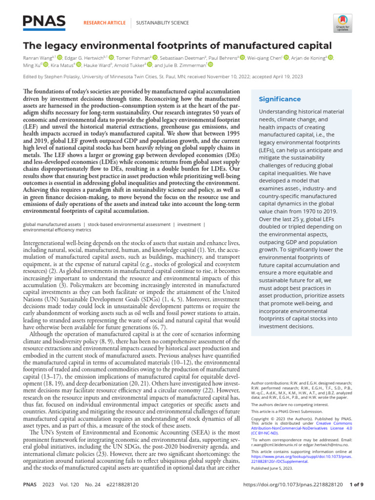 Wang Et Al 2023 The Legacy Environmental Footprints of Manufactured ...