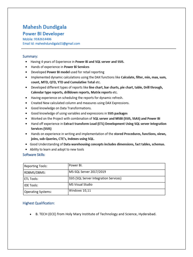 MaheshResume | PDF | Microsoft Sql Server | Sql
