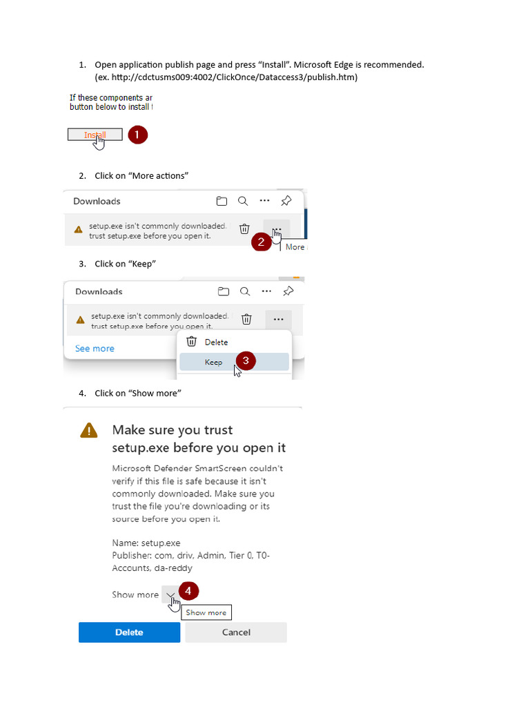 ClickOnce Download Instruction | PDF