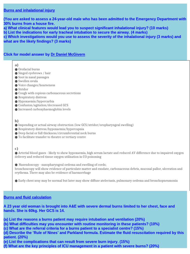 Burns and Inhalational Injury | PDF | Burn | Sepsis
