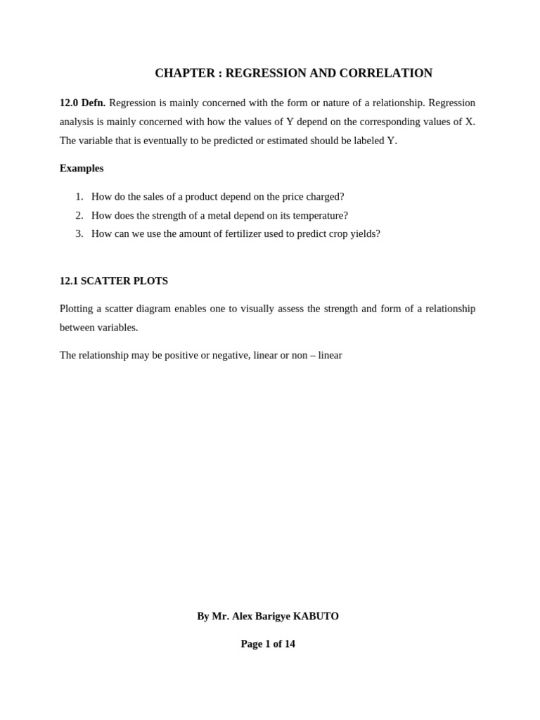 Regression & Correlation Guide | PDF | Linear Regression | Applied Mathematics