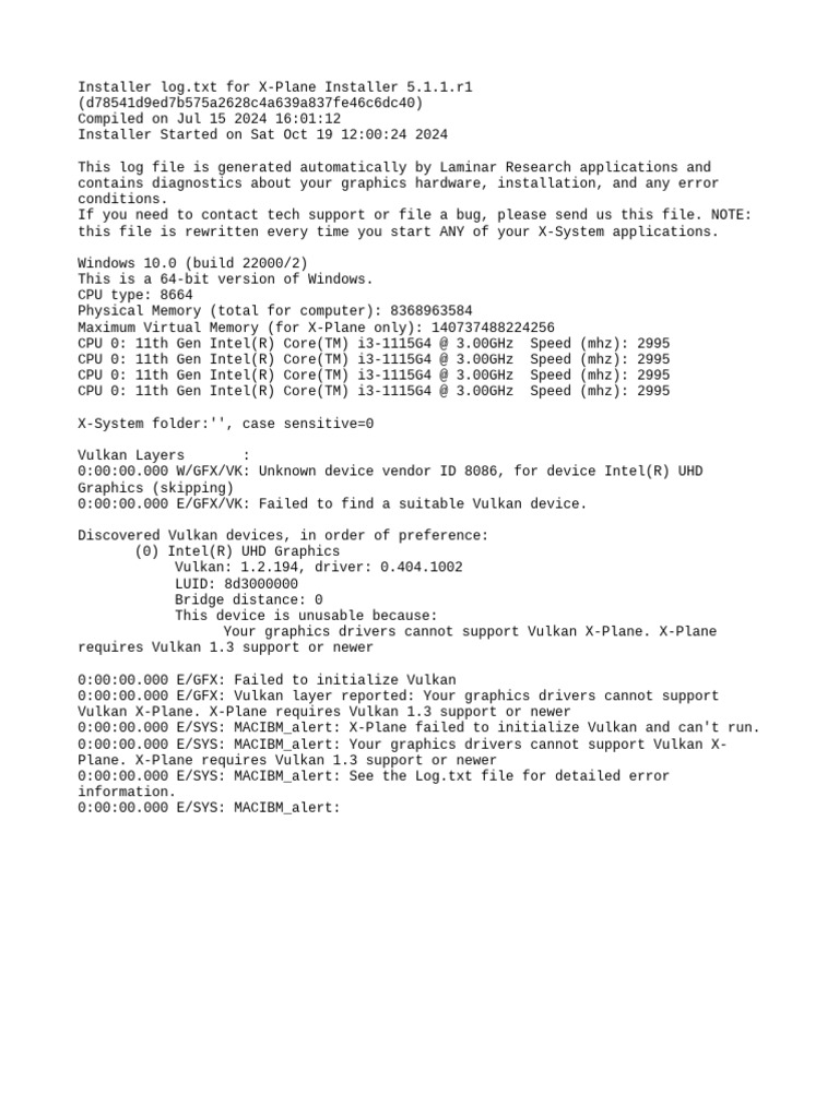 X-Plane Installer Log | PDF