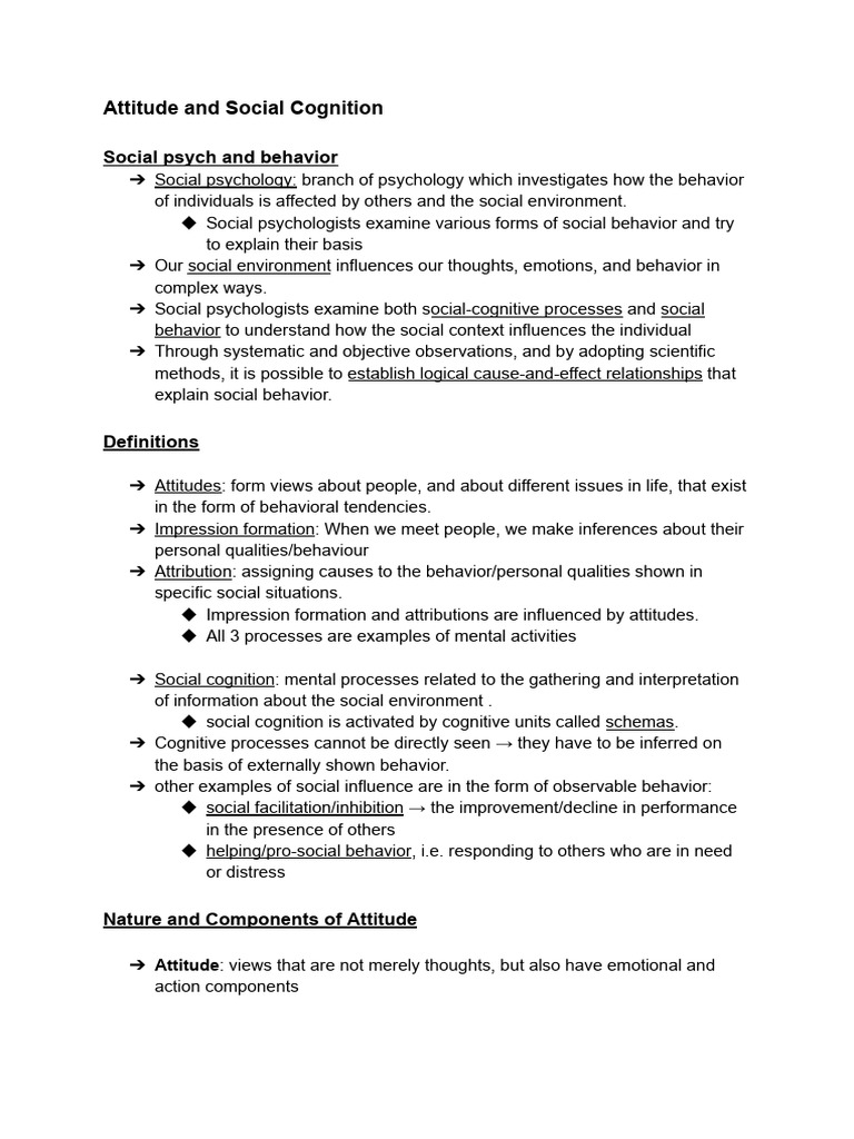 attitude notes | PDF | Prejudices | Attitude (Psychology)