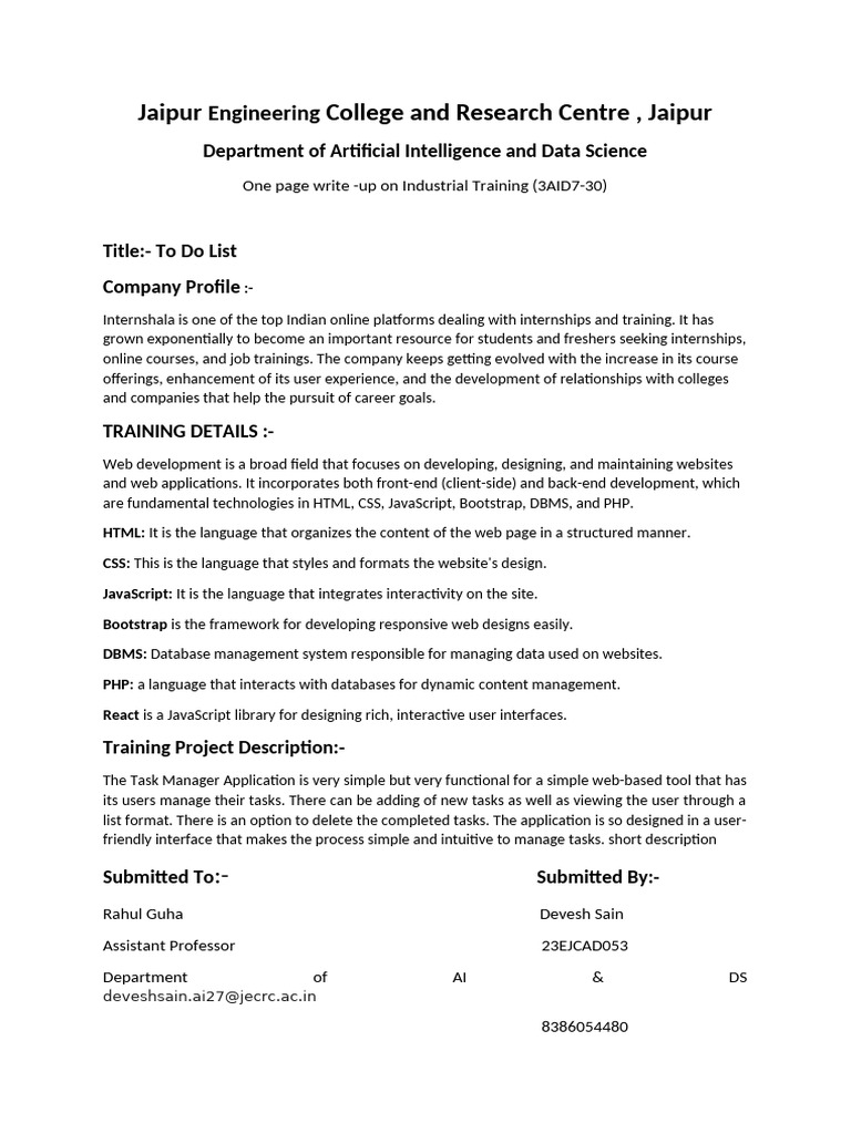 Devesh One Page Write Up | PDF