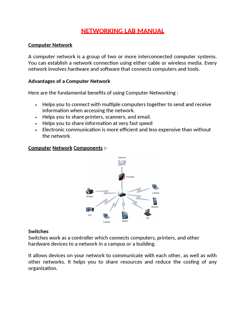 Networking Lab Manual 1586805468 | PDF | Network Topology | Computer Network