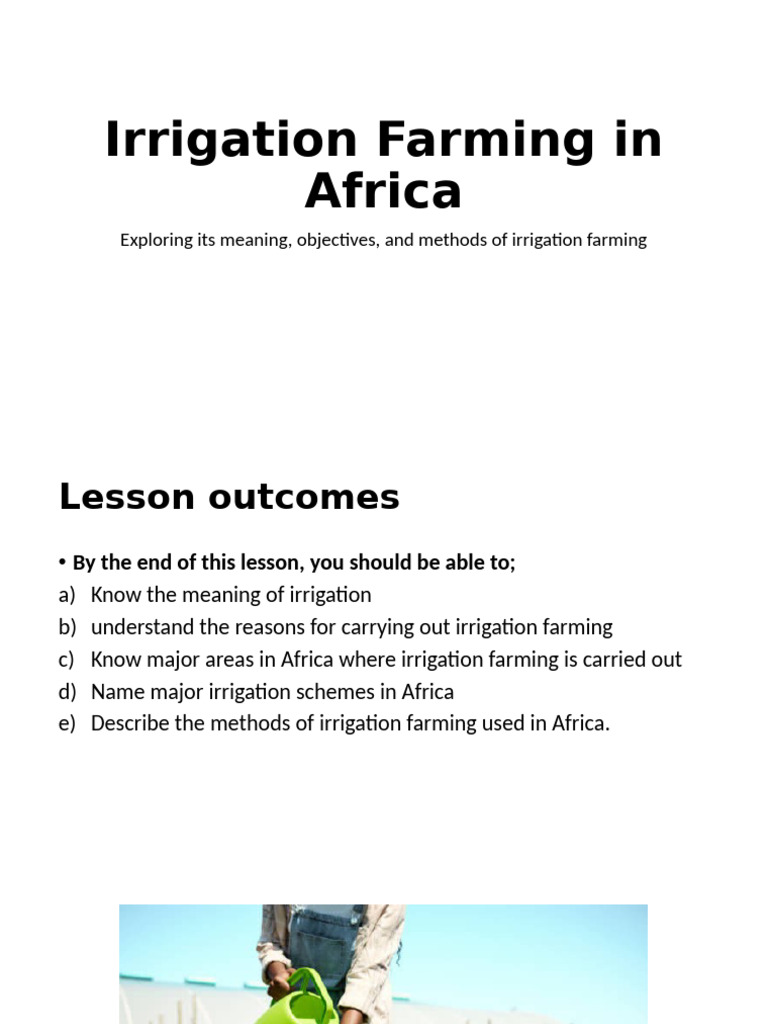 Irrigation Farming in Africa: Methods & Schemes | PDF