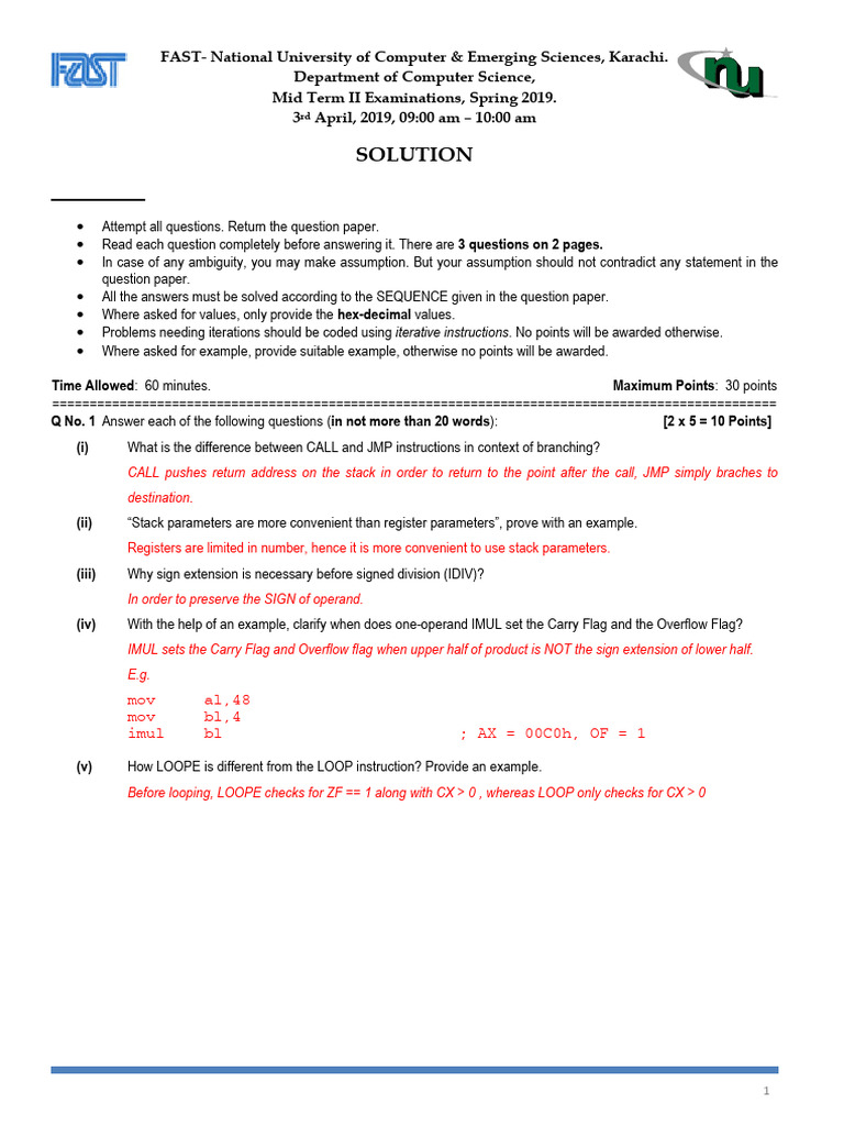 COAL+MID+II_SPRING19_SOL | PDF | Computer Architecture | Computer ...