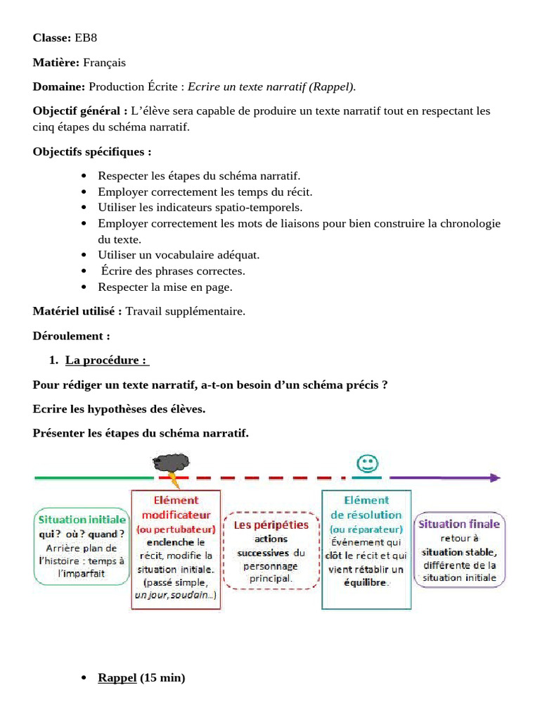 Rédiger un texte narratif en CM2 | PDF | Verbe