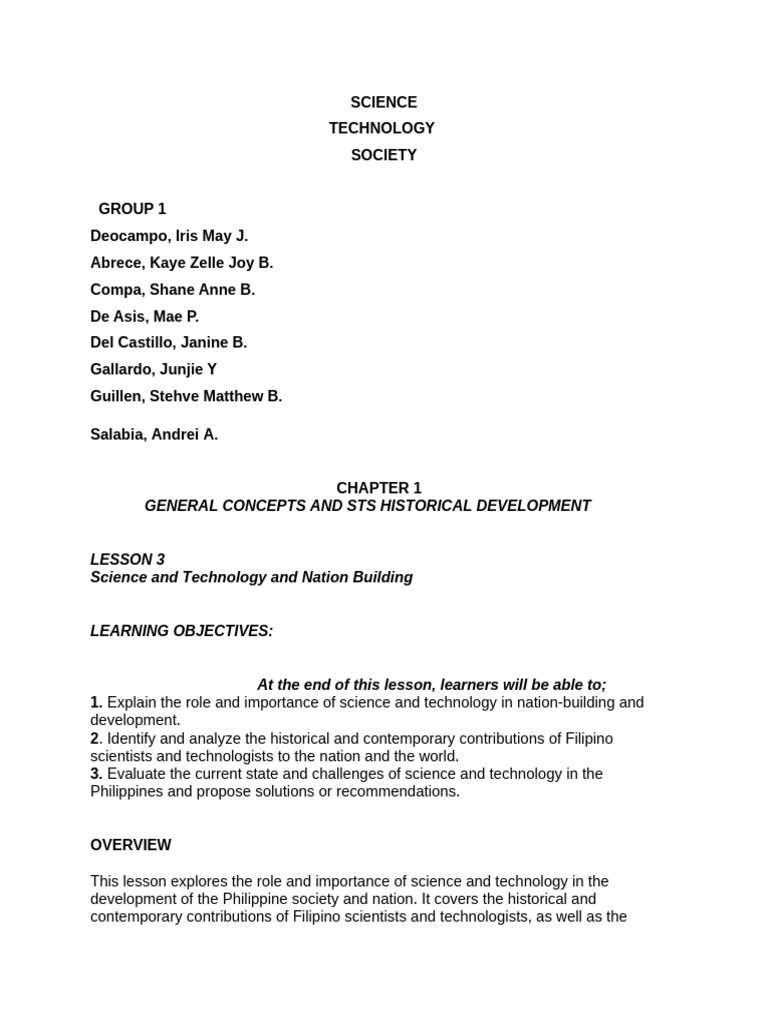 BSCRIM2E_STS_CHAPTER 1_LESSON 3_GROUP 1 | PDF | Science | Philippines