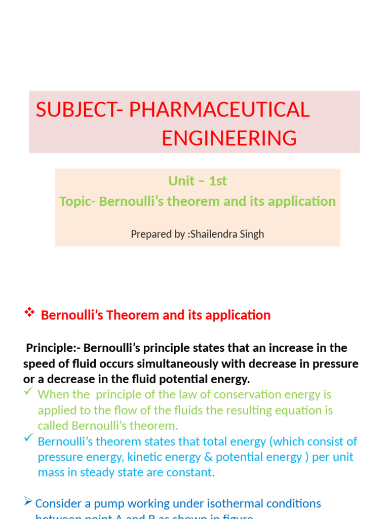 Bernoulli's Theorem and Its Application | PDF