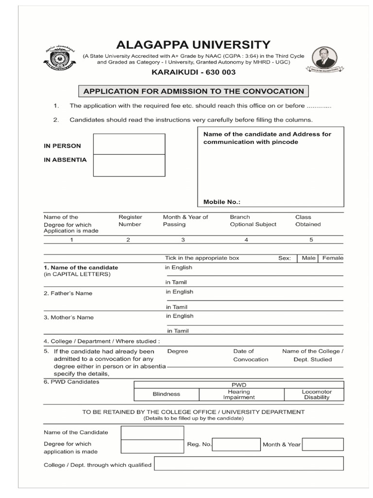 Convocation Application Form | PDF