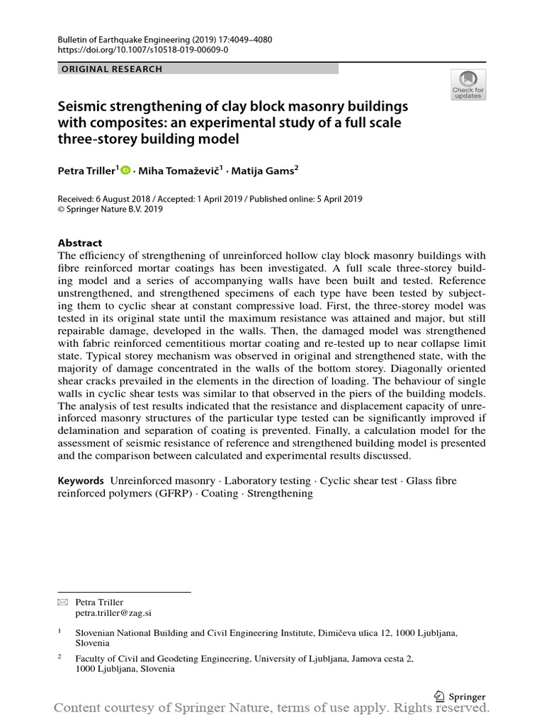Seismic Strengthening of Clay Block Masonry | PDF | Strength Of ...