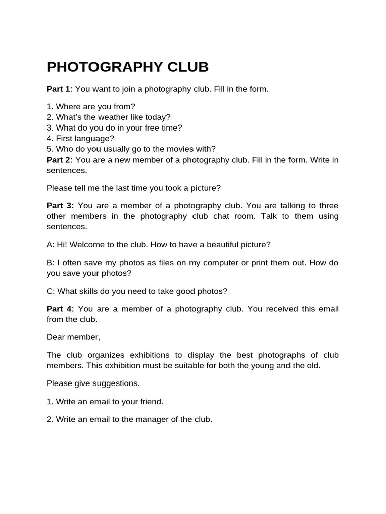 Photography Club | PDF
