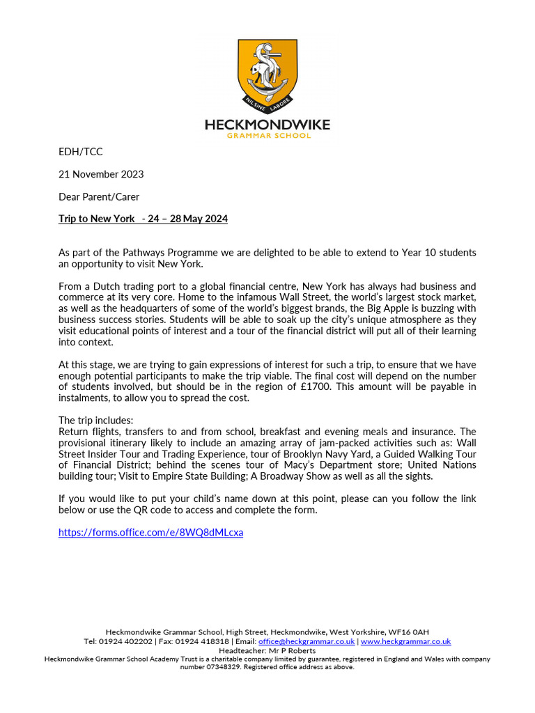 New York Expression of Interest Year 10 BEF Pathway EDH | PDF | New York City | Economies