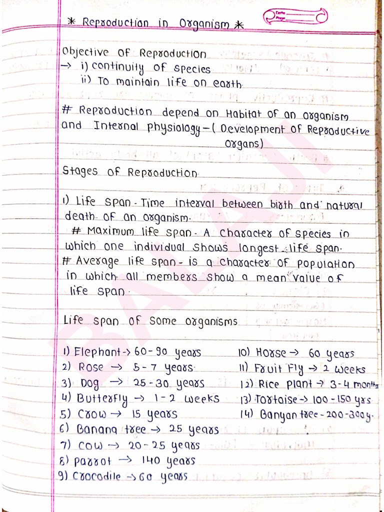Biology Class 12th Short Notes | PDF