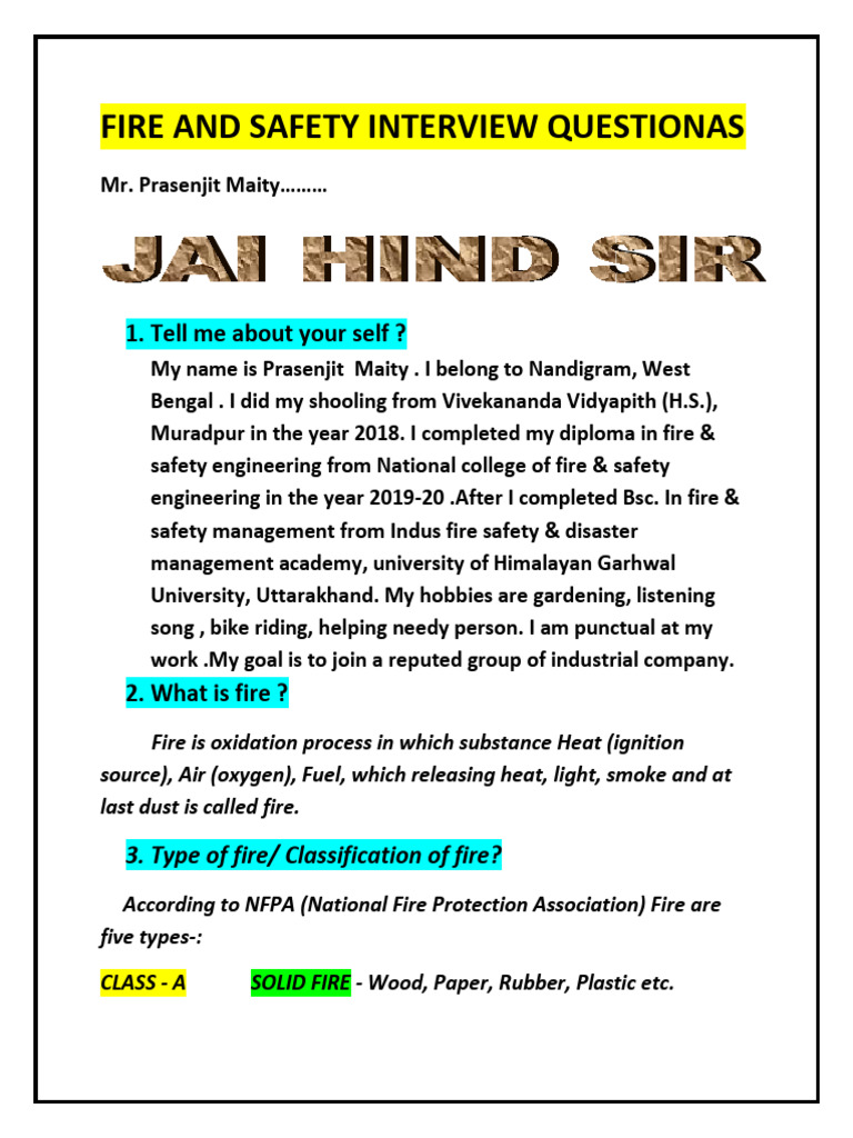 Fire and Safety Interview Questionas | PDF | Pump | Fires