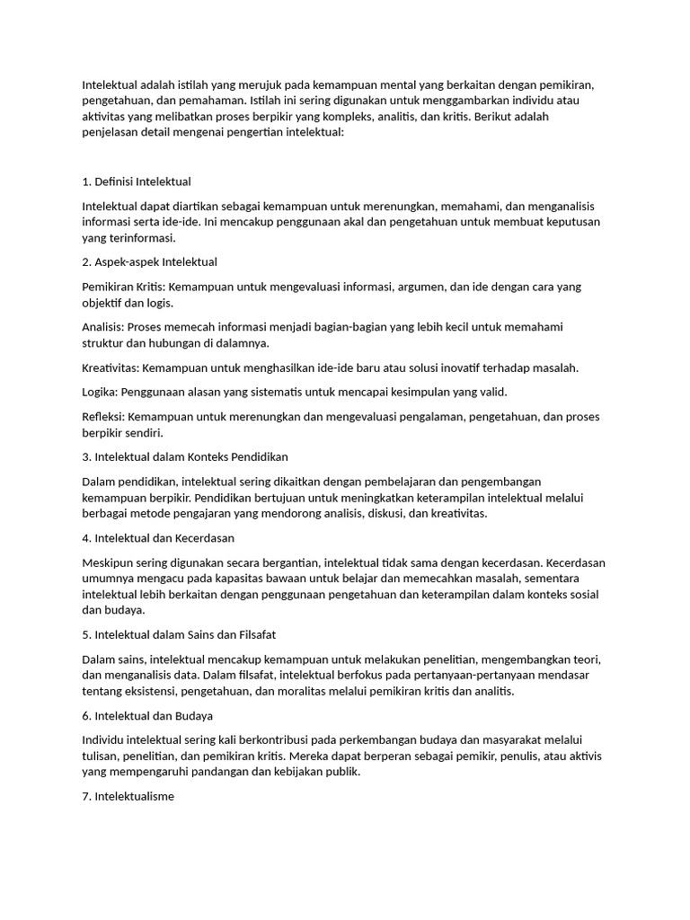 Pengertian dan Aspek Intelektual | PDF