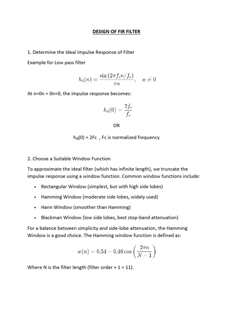 FIR Filter Design Guide | PDF