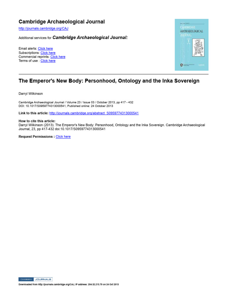 The Emperors New Body Personhood Ontolog | PDF | Inca Empire | Ontology