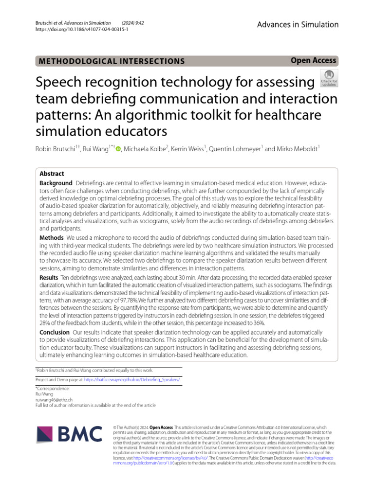 Speech Recognition Technology For Assessing Team Debriefing Communication and Interaction ...