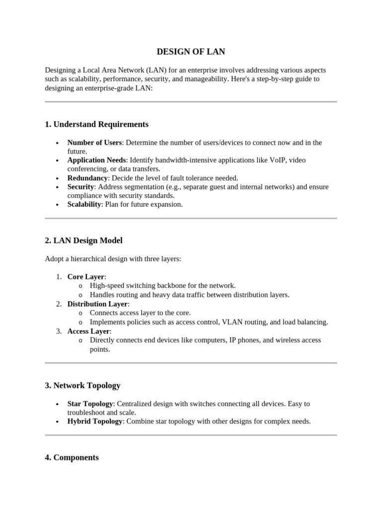 DESIGN OF LAN | PDF | Network Switch | Computer Network