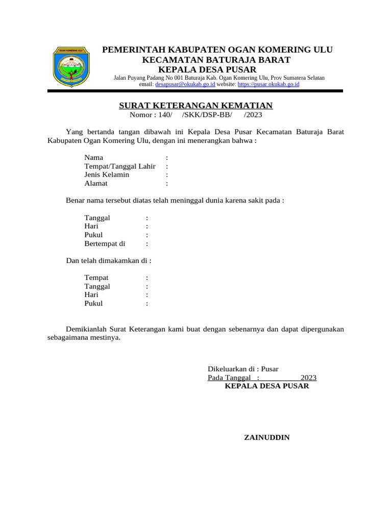 SURAT KET KEMATIAN | PDF