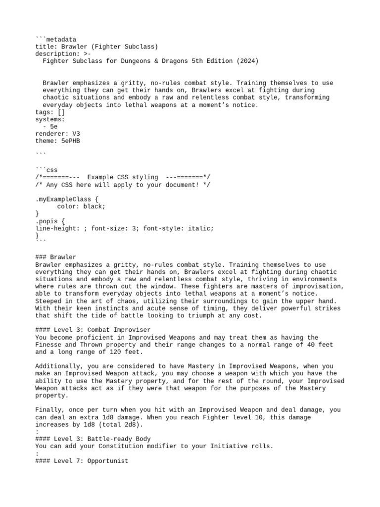 Brawler (Fighter Subclass) | PDF | Dice | Role Playing Games