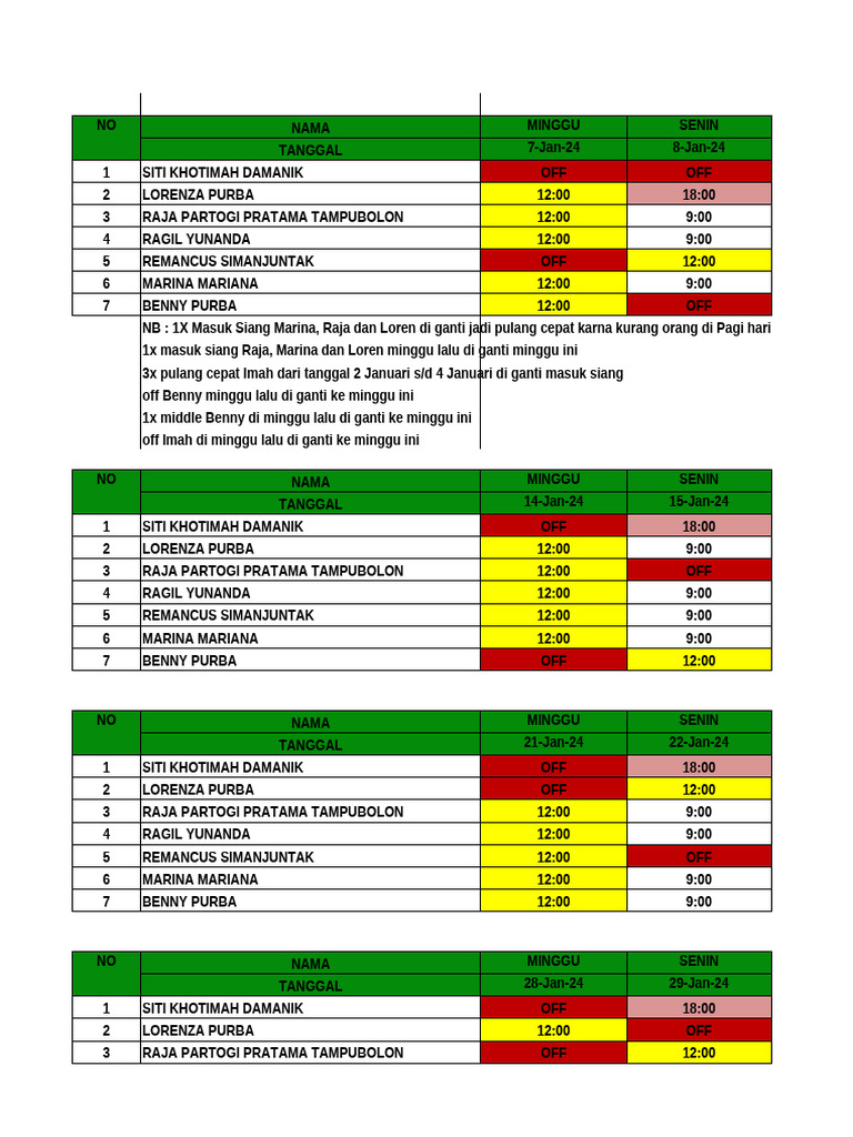 Jadwal Off Bgi 04 | PDF