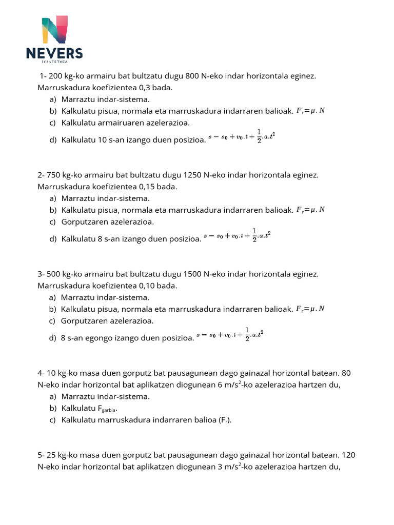 Pisua, Normala Eta Marruskadura Indarra | PDF