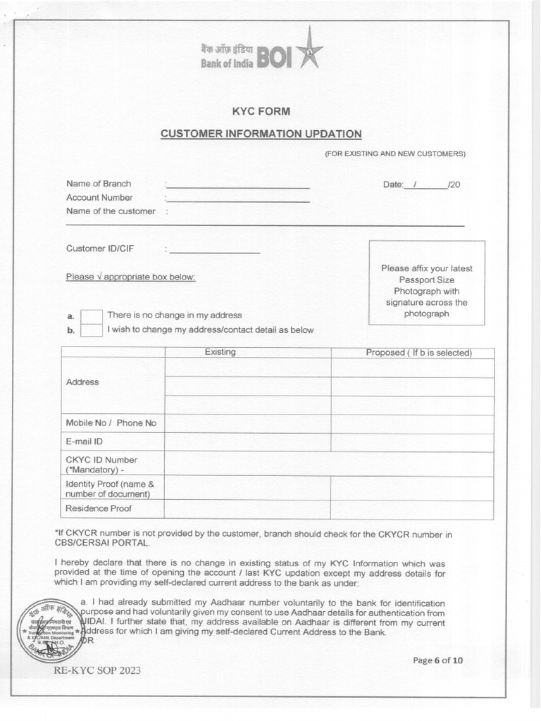 Boi Kyc Form | PDF